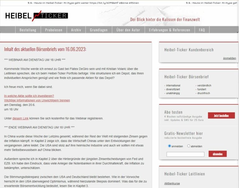 Heibel-Ticker Börsenbrief Erfahrungen & Test (2026)